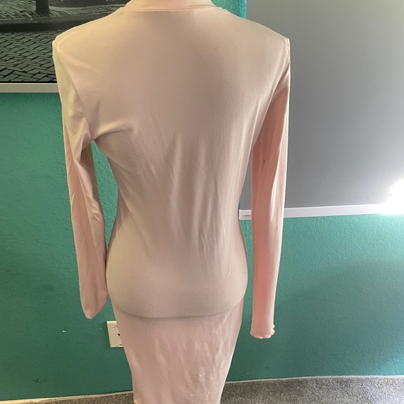 H&M | Dresses | Sexy Form Fitting Nudelight Pink Midi Dress | Poshmark